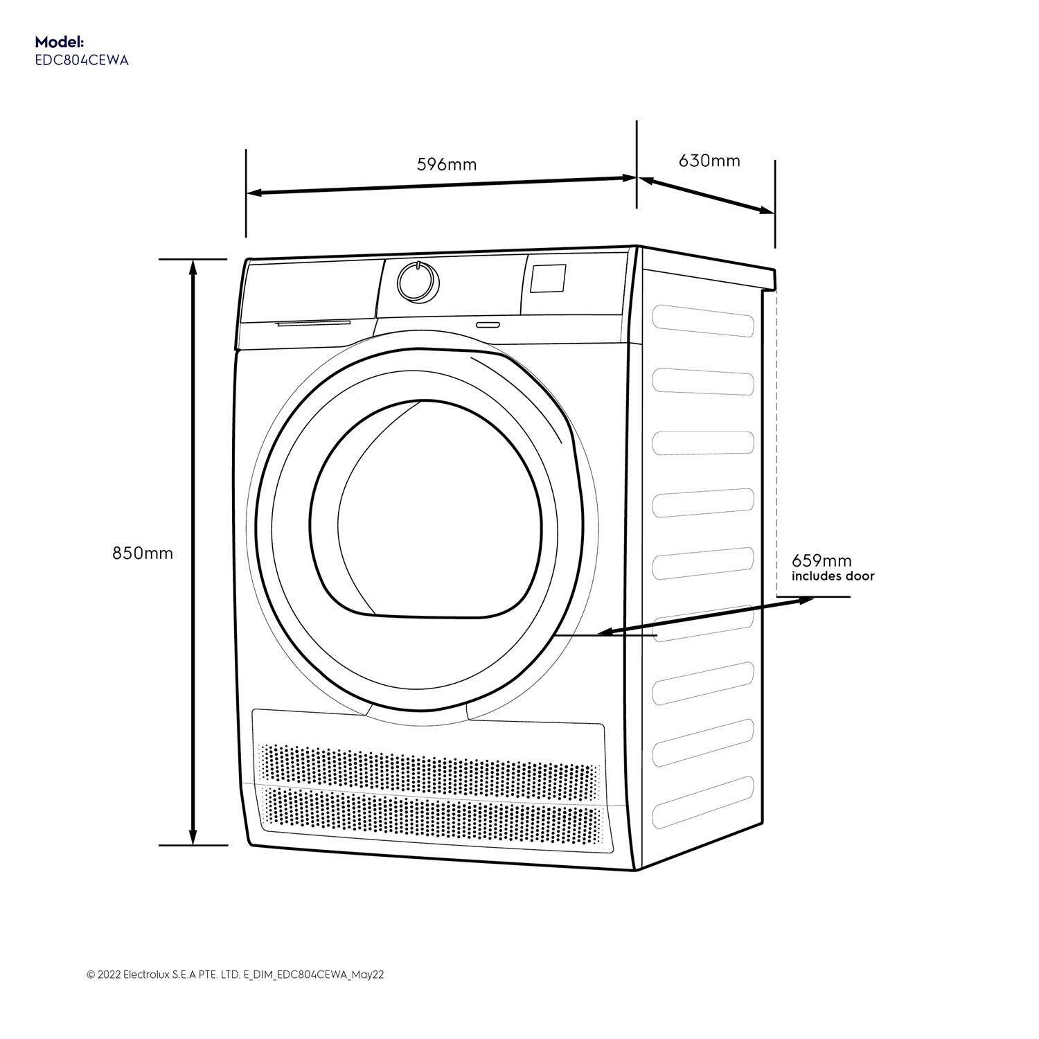 8kg UltimateCare 700 condenser dryer - EDC804CEWA | Electrolux Singapore