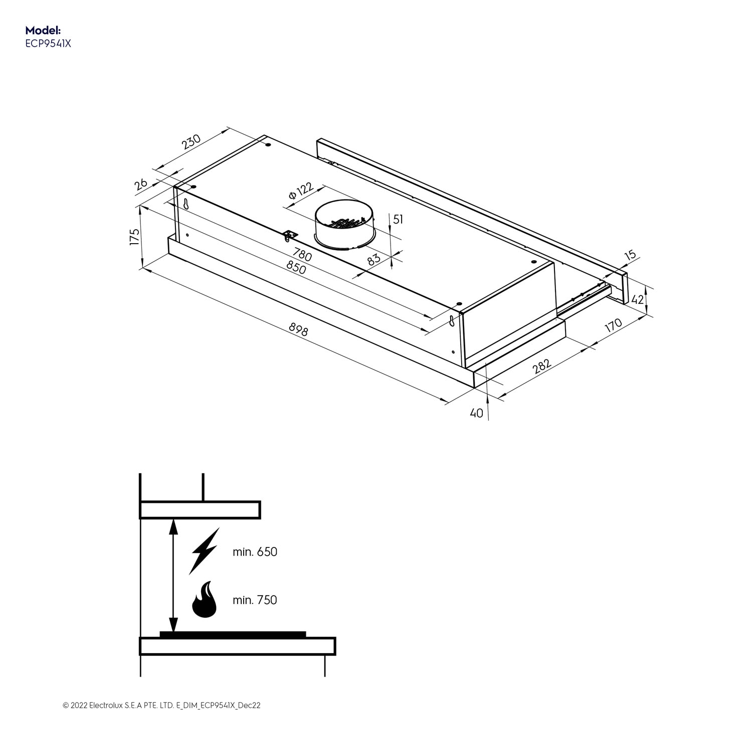 90cm UltimateTaste 300 pull-out extractor hood - ECP9541X | Electrolux ...