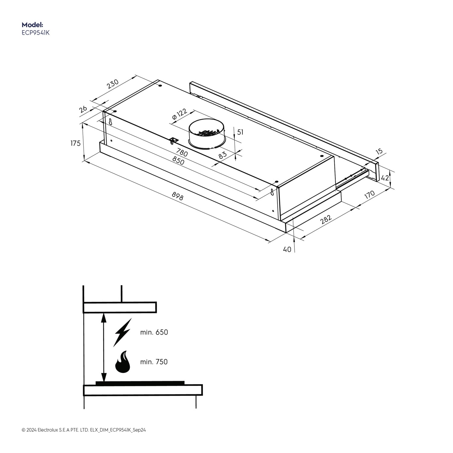90cm UltimateTaste pull-out extractor hood - ECP9541K | Electrolux ...