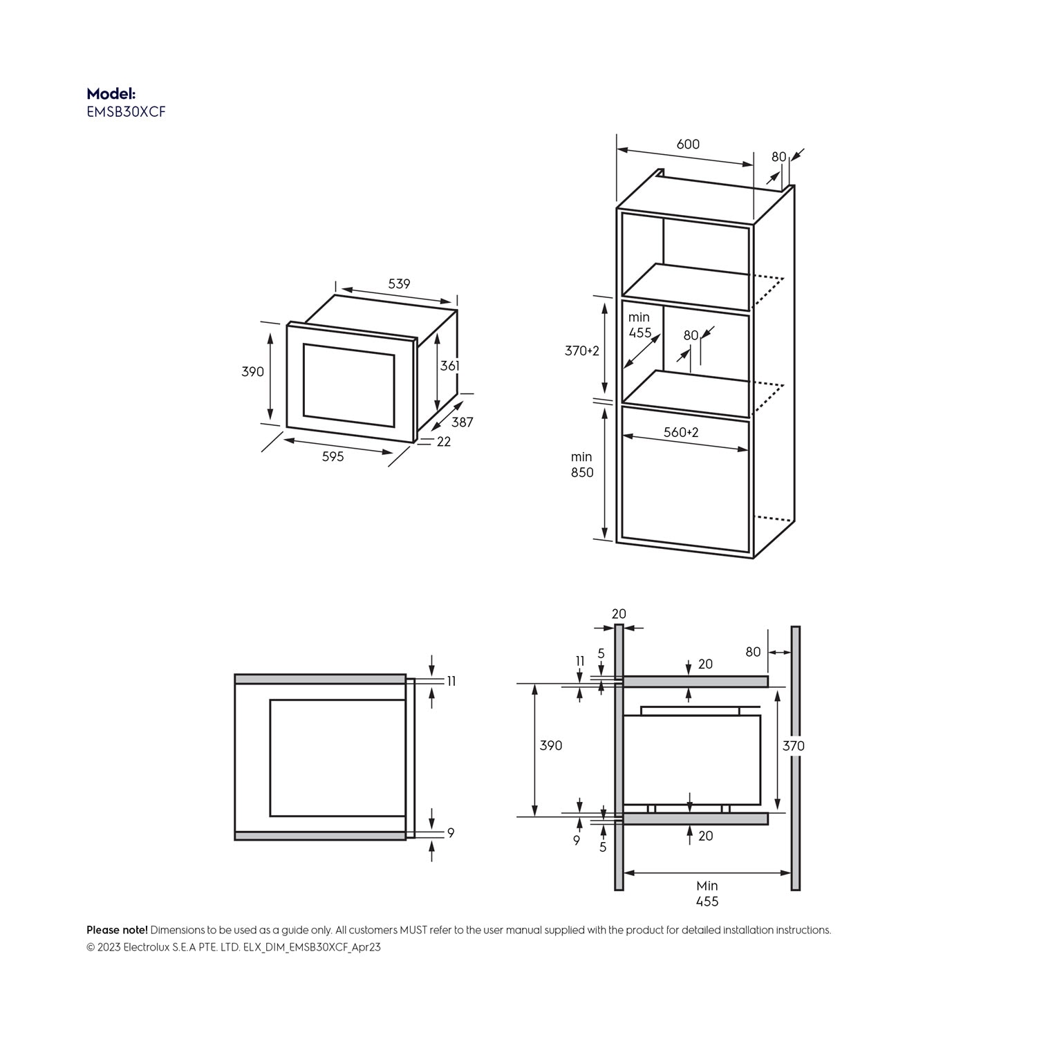 60cm UltimateTaste 900 built-in combination microwave oven with 30L ...