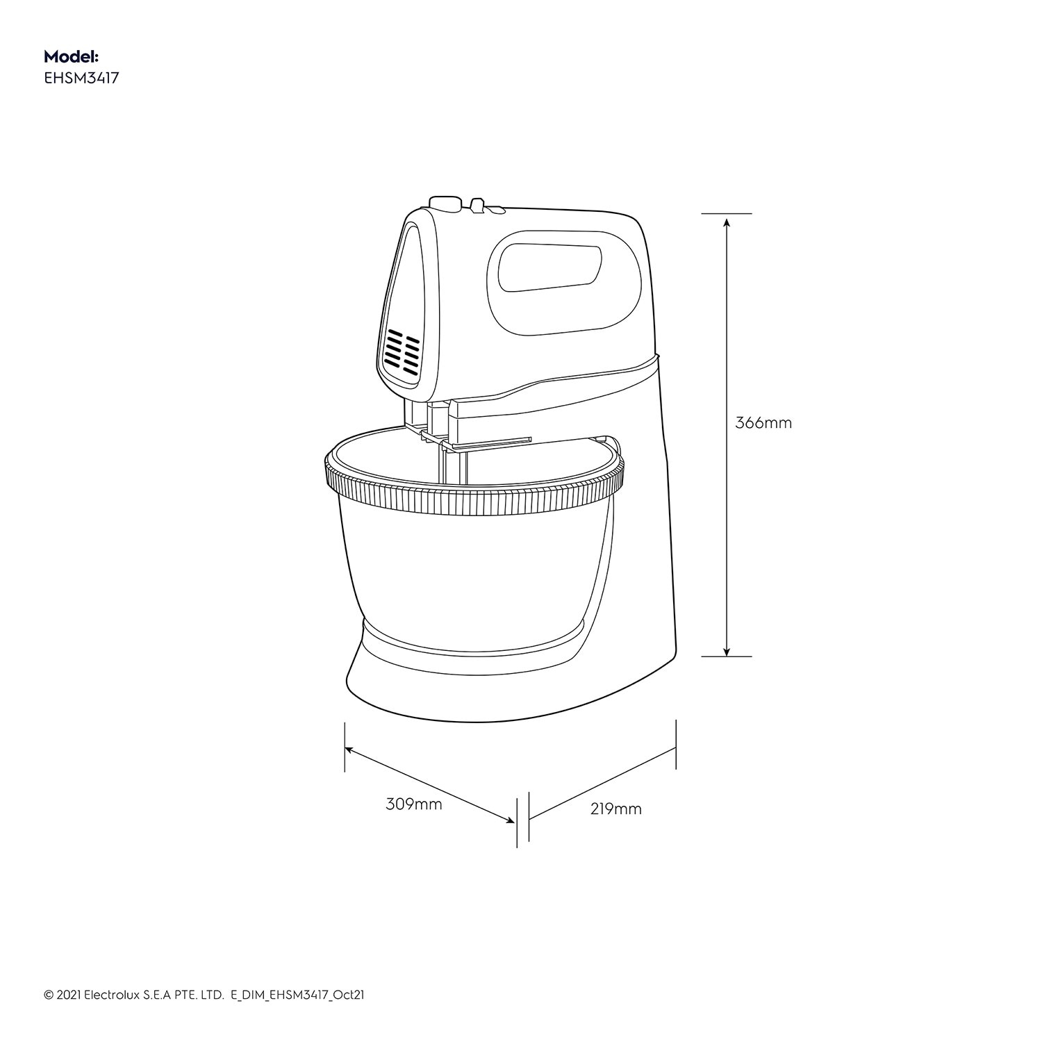 3.5L Stand & Hand Mixer - White Silver Paint | Electrolux Singapore