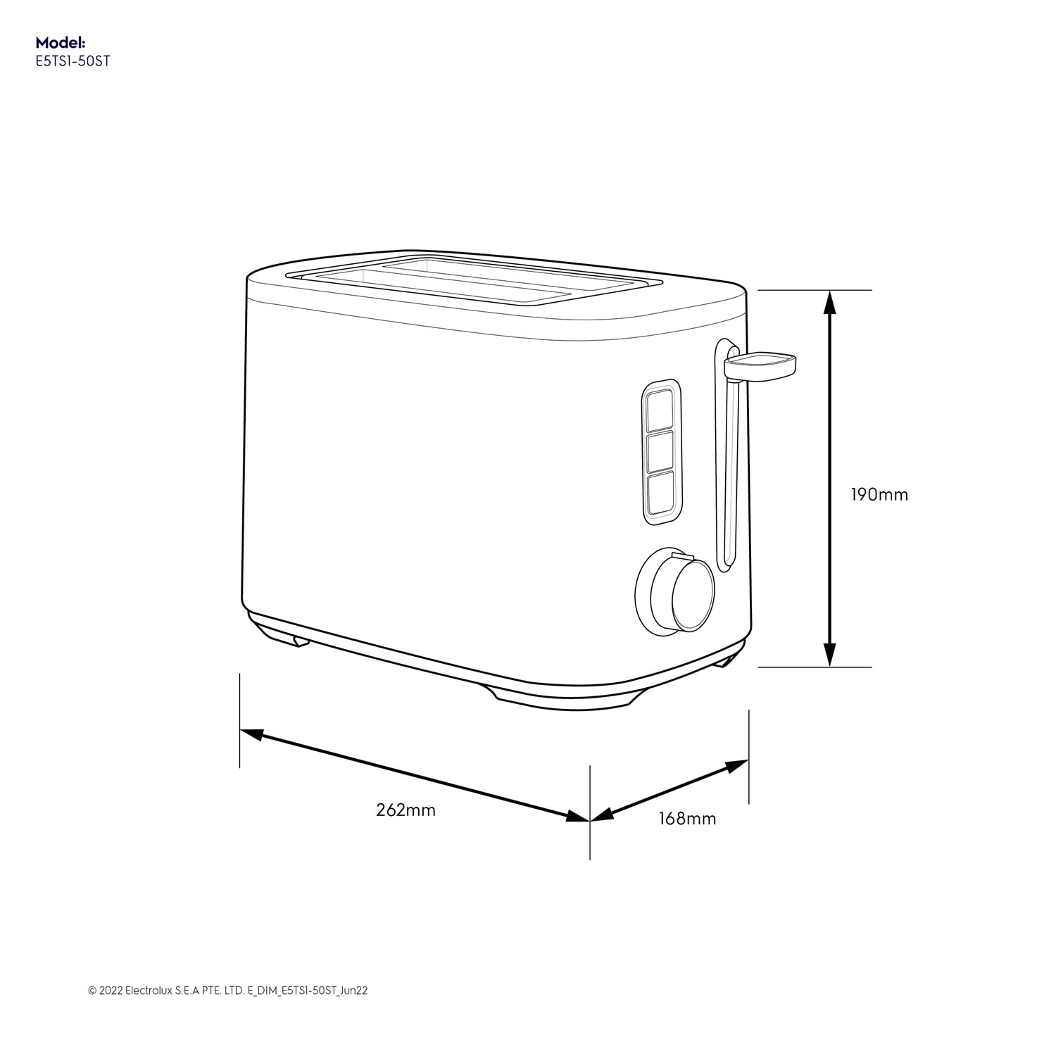 2 slice UltimateTaste 500 toaster - E5TS1-50ST | Electrolux Singapore